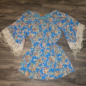 Voom by Joy Han | Dresses | Vintage Voom By Joy Han Blue Floral Lace ...